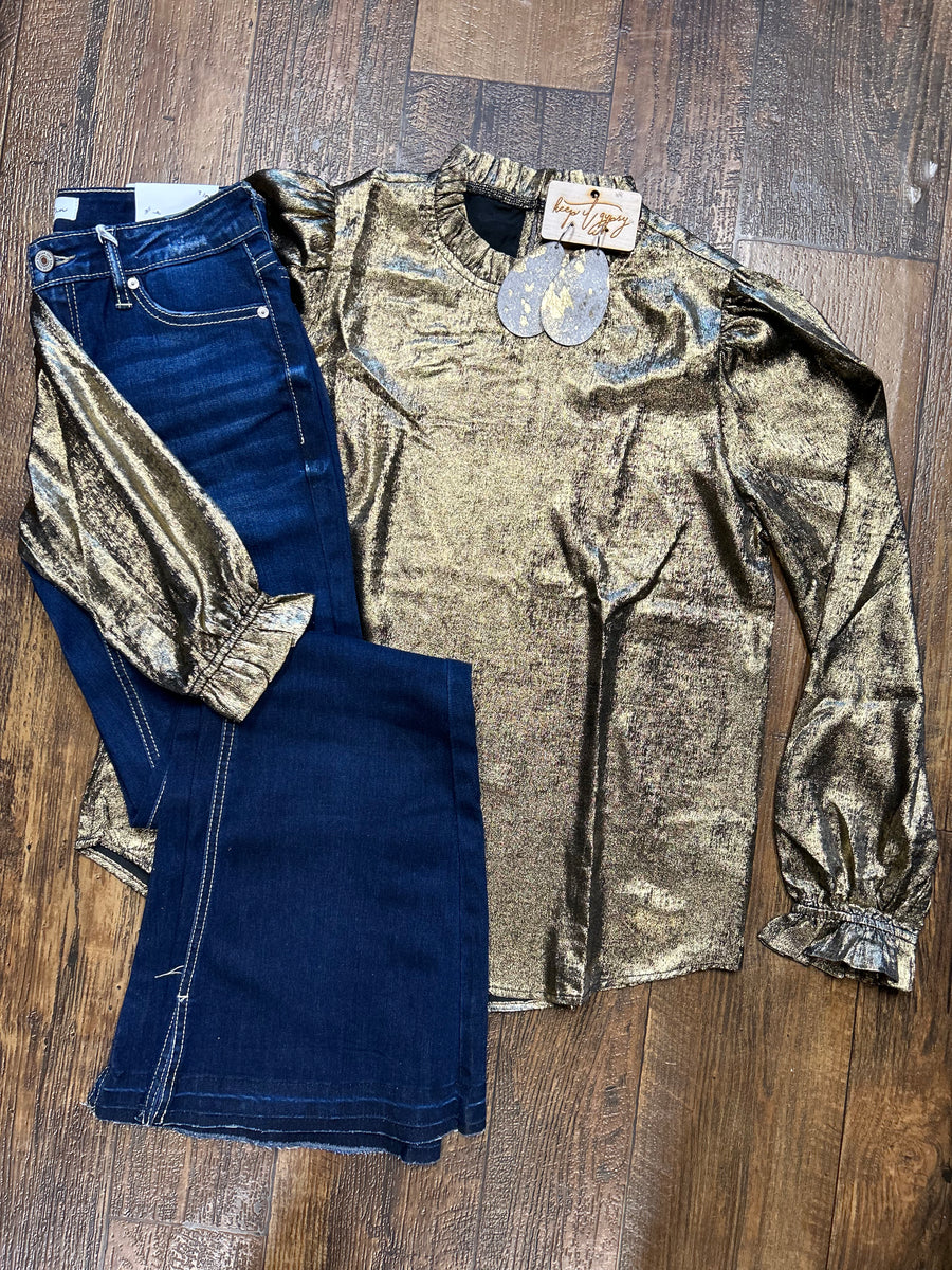 Black/Gold Shimmer Top* – The Snazzy Sheep Boutique